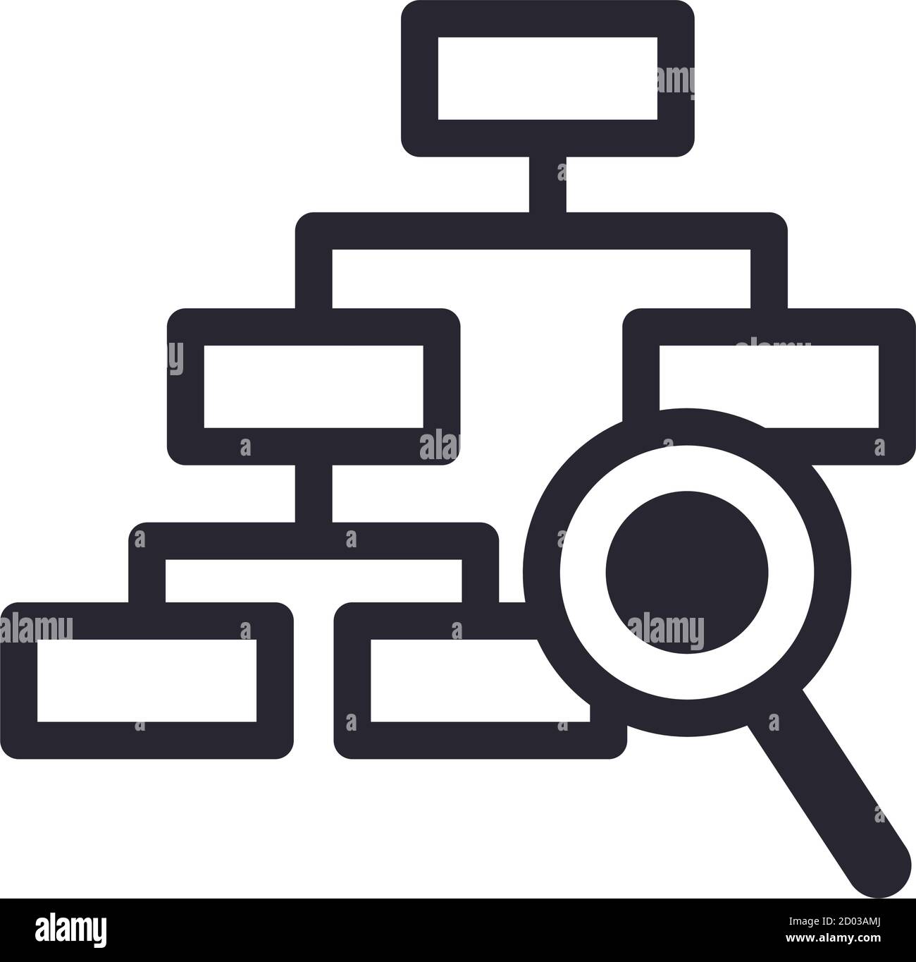 flow chart with lupe line style icon design, Data analysis and ...
