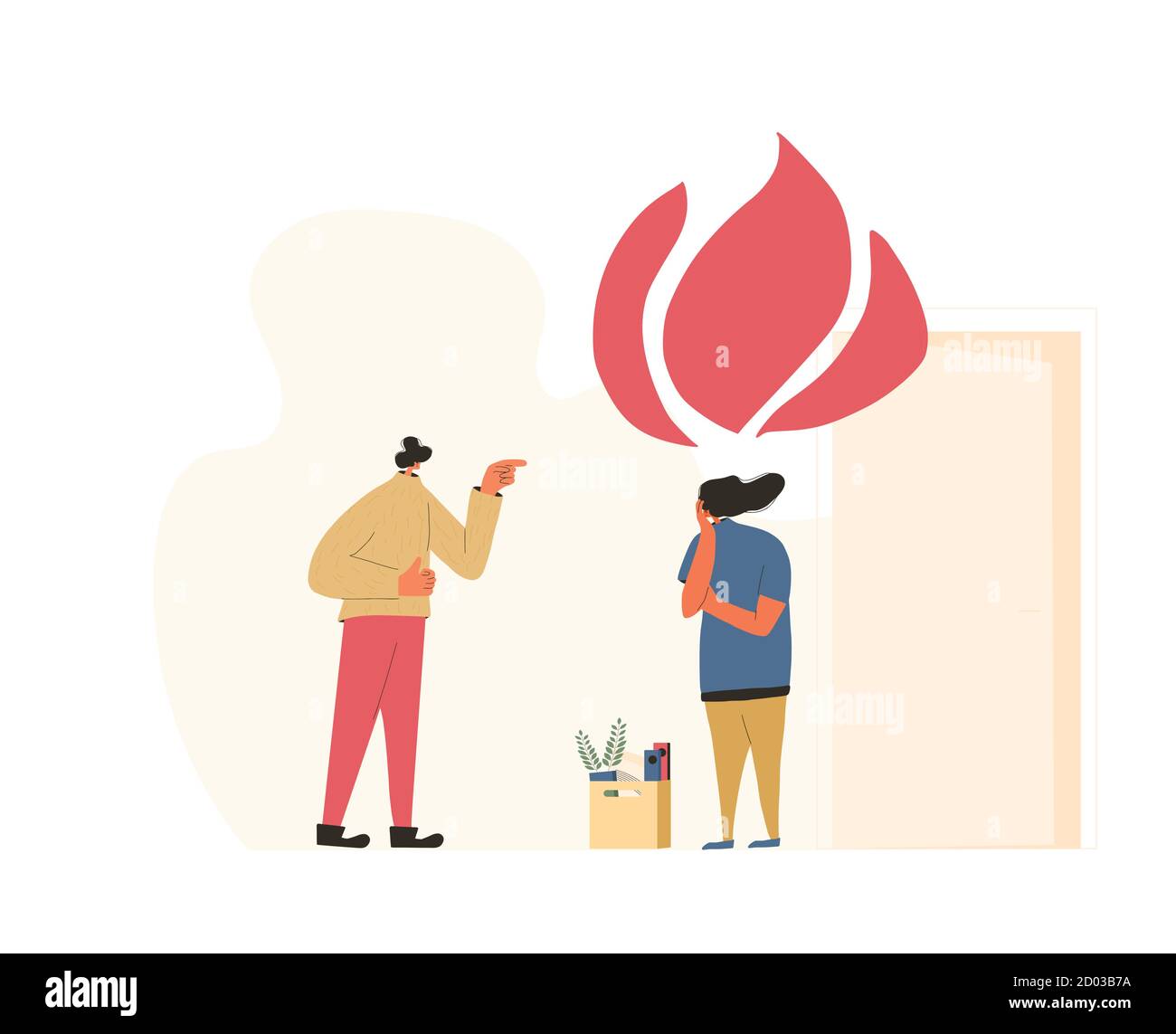 Dismissal employee in an epidemic coronavirus. Mad chief fire female ...