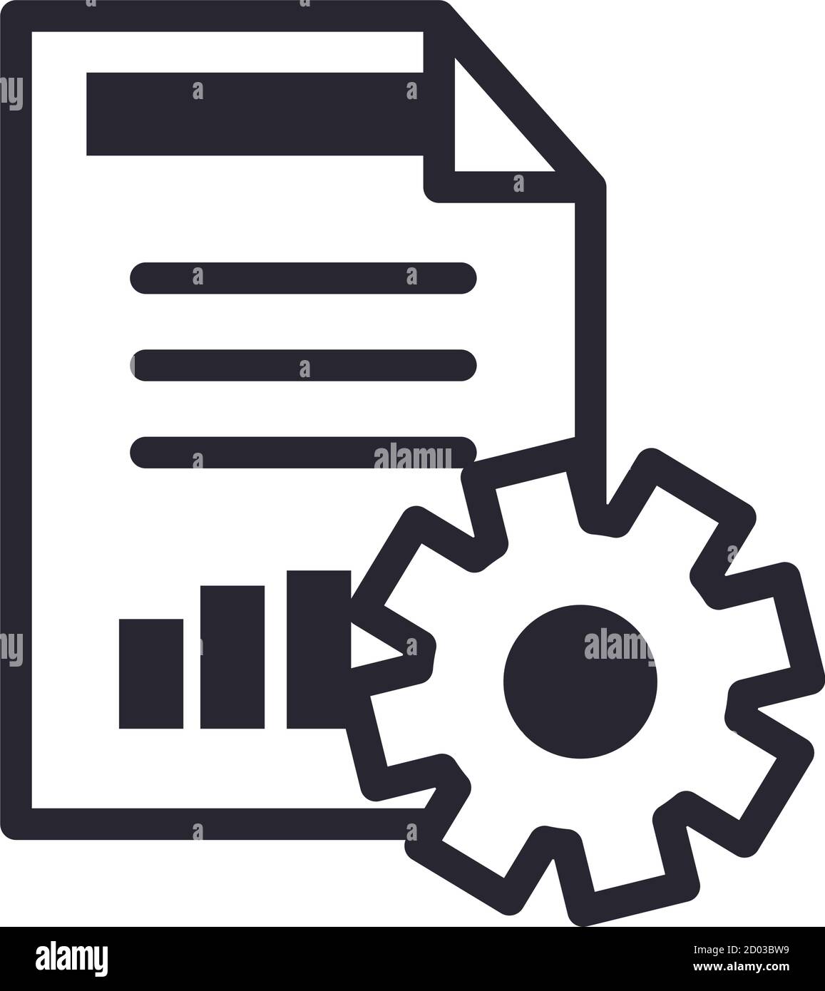Document and gear line style icon design, Data archive and information theme Vector illustration ...