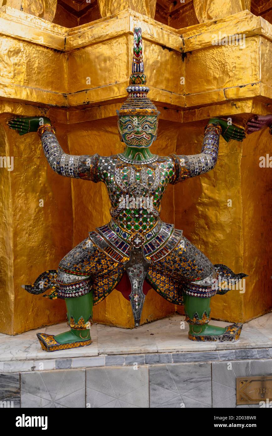 Demon Statiues Holding Up Temple in Grand Palace of Bangkok, Thailand ...
