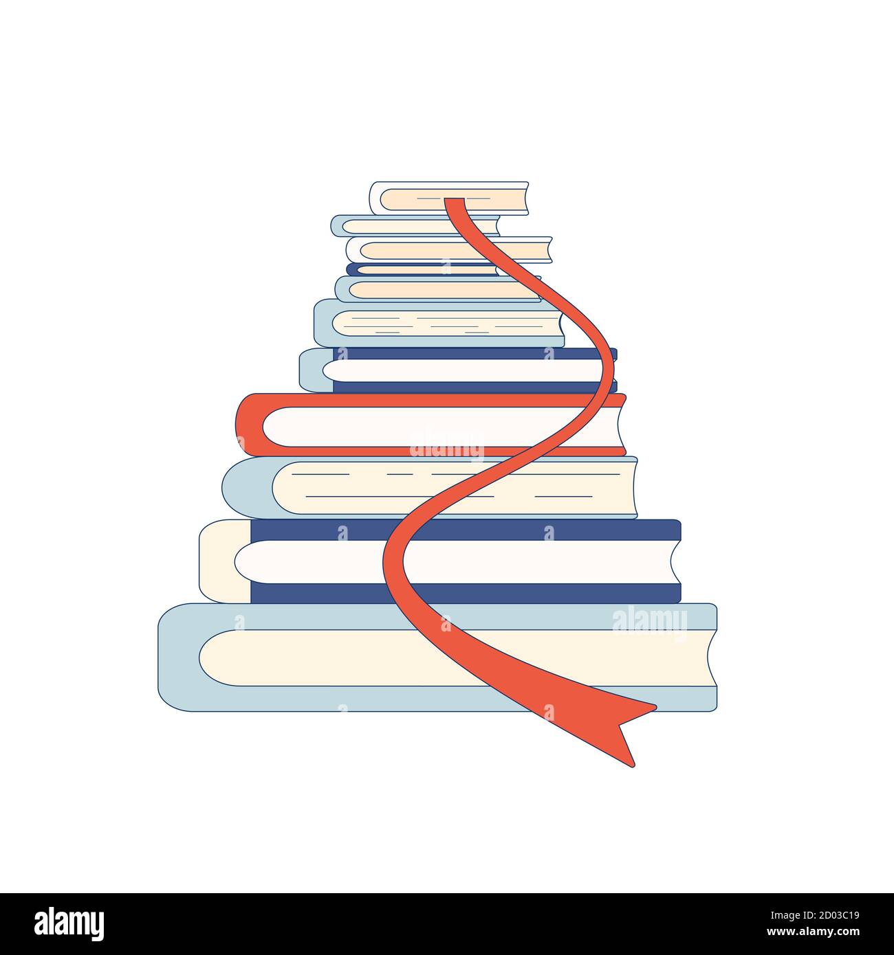 Stack of books isolated on white background. Bunch of novels. Vector ...