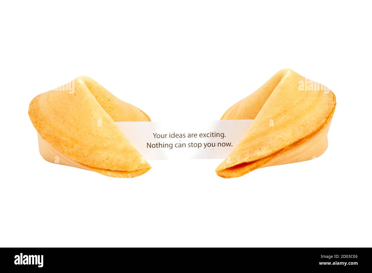 Two fortune cookie with slip ideas prediction isolated on white ...