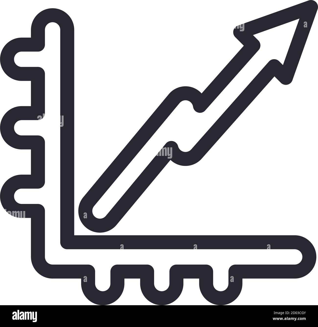 increase arrow chart in lupe and document line style icon design, Data analysis and information ...
