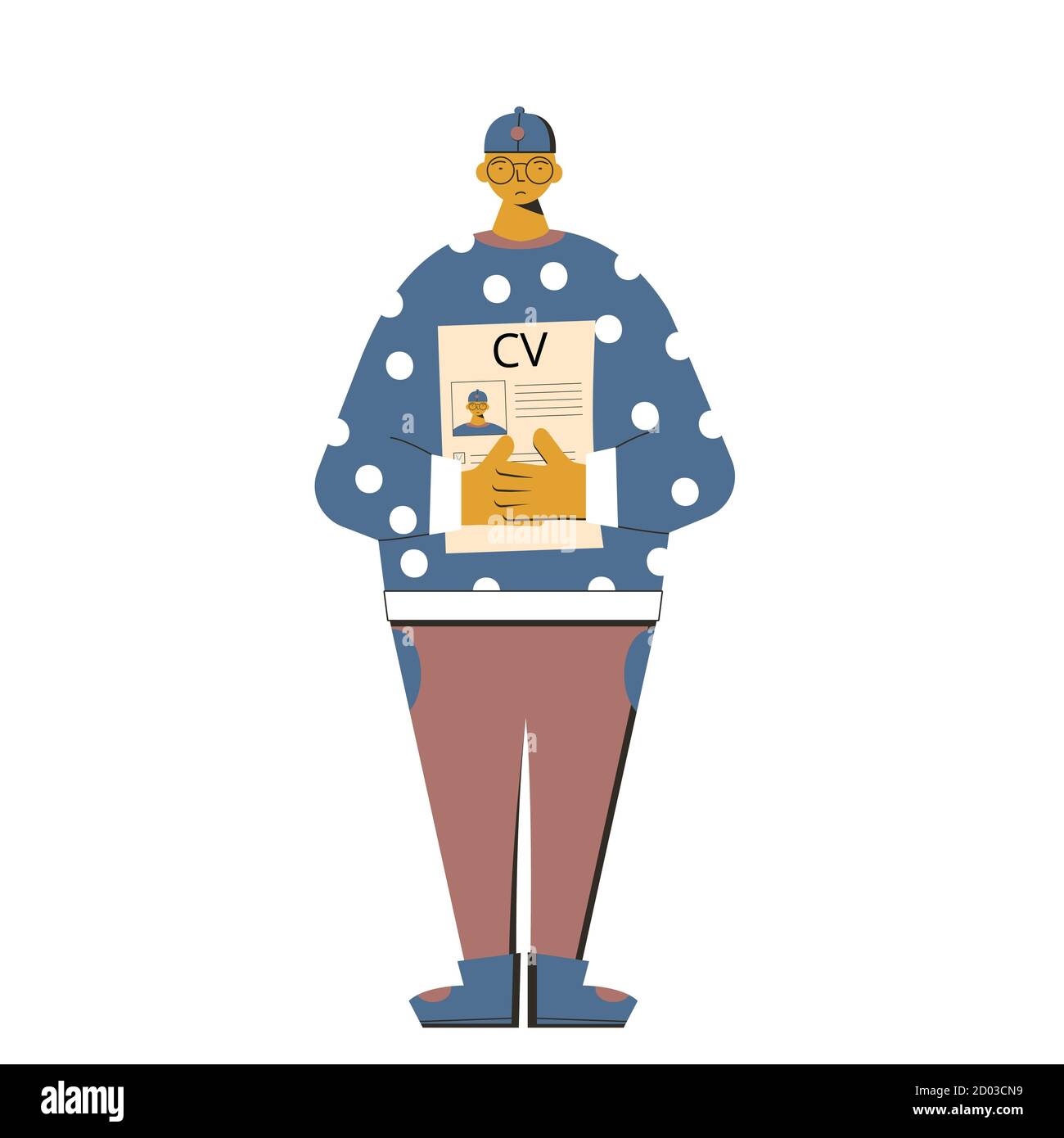 Man with resume. Fired manager standing wth his cv isolated on white ...