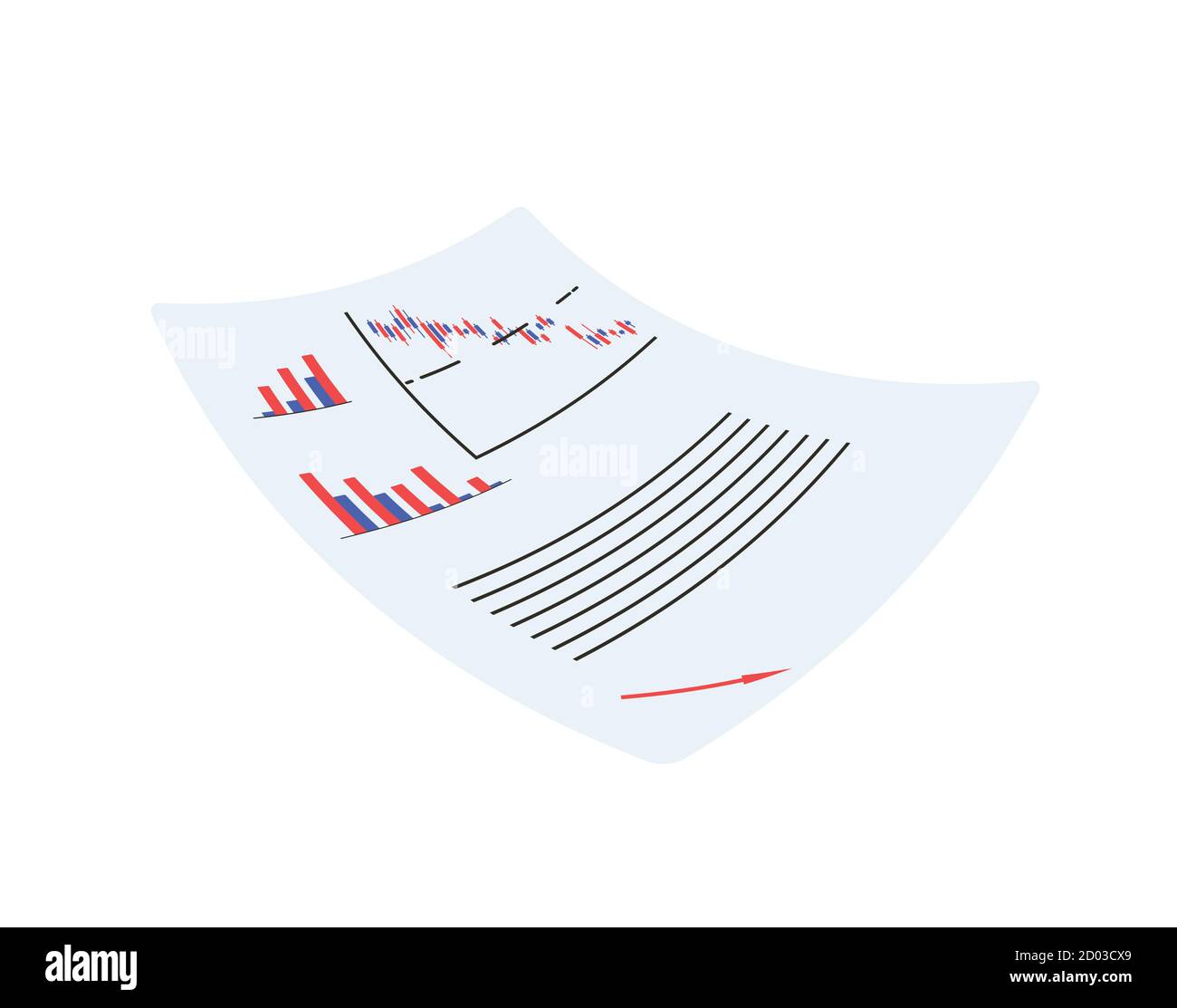 Paper with graphics, analitic data isolated on white background. Vector ...