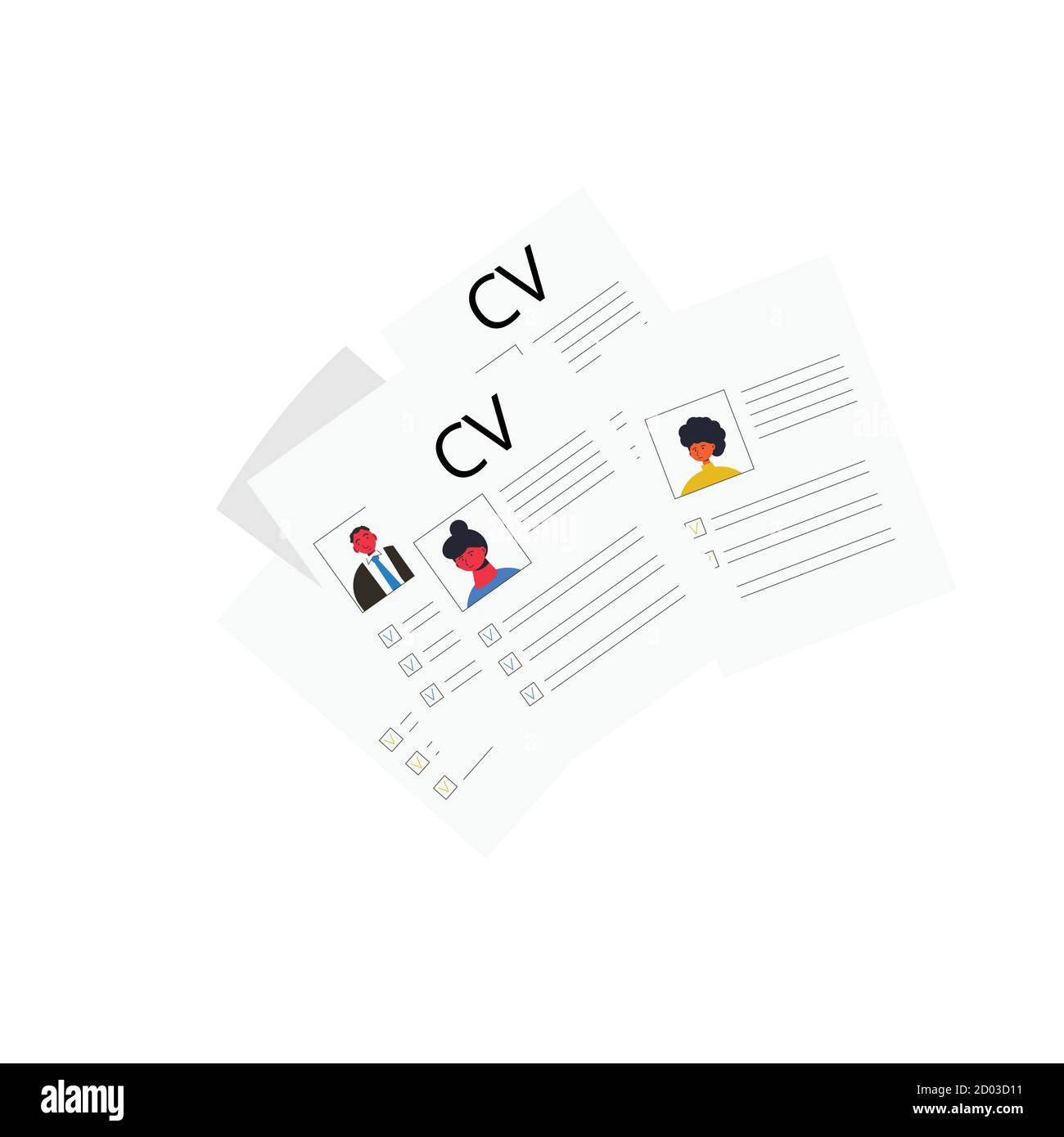 CV set isolated on white background. Resume group concept. Vector flat ...