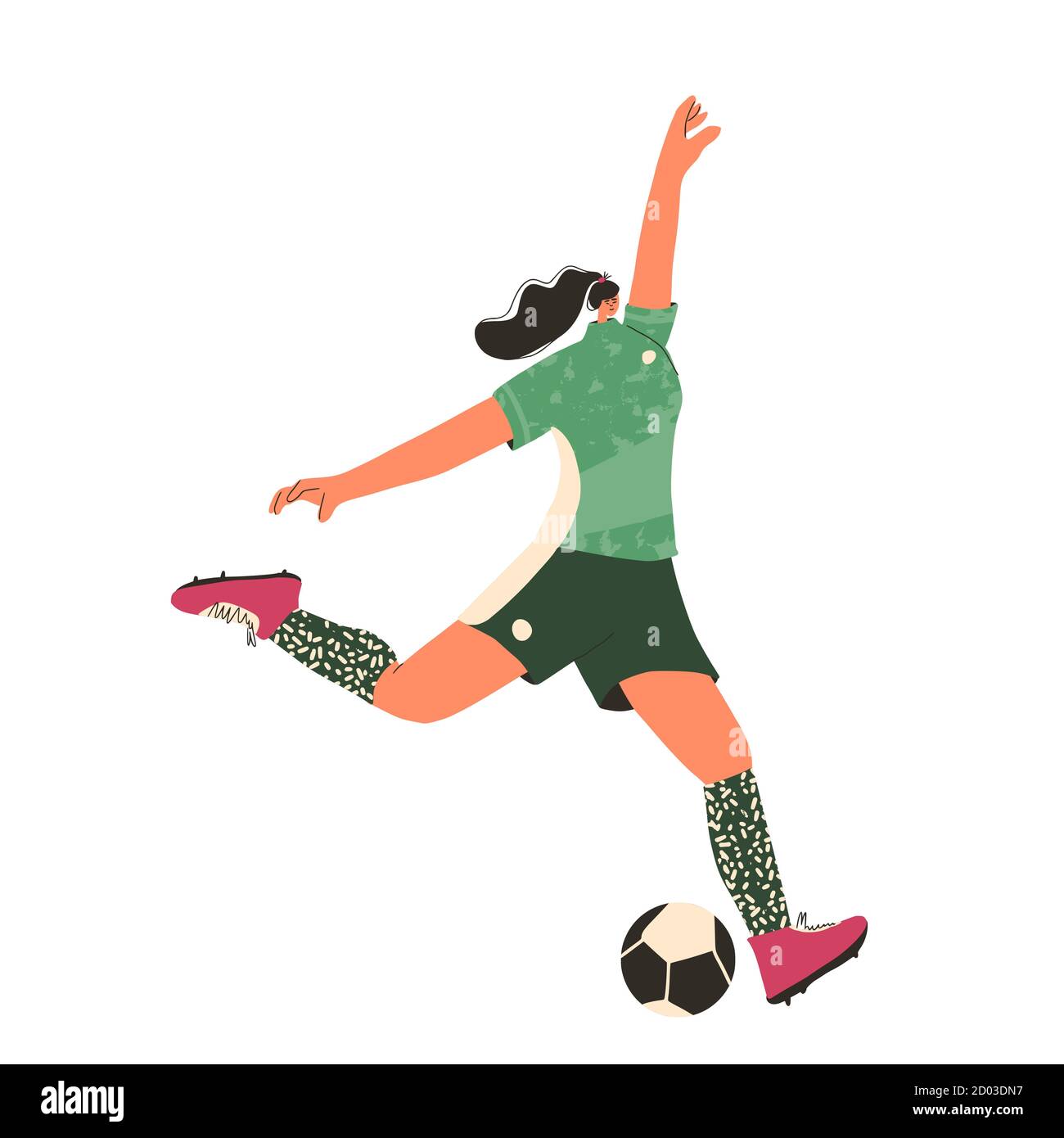 Young female soccer player wearing in uniform. Woman football athlette ...