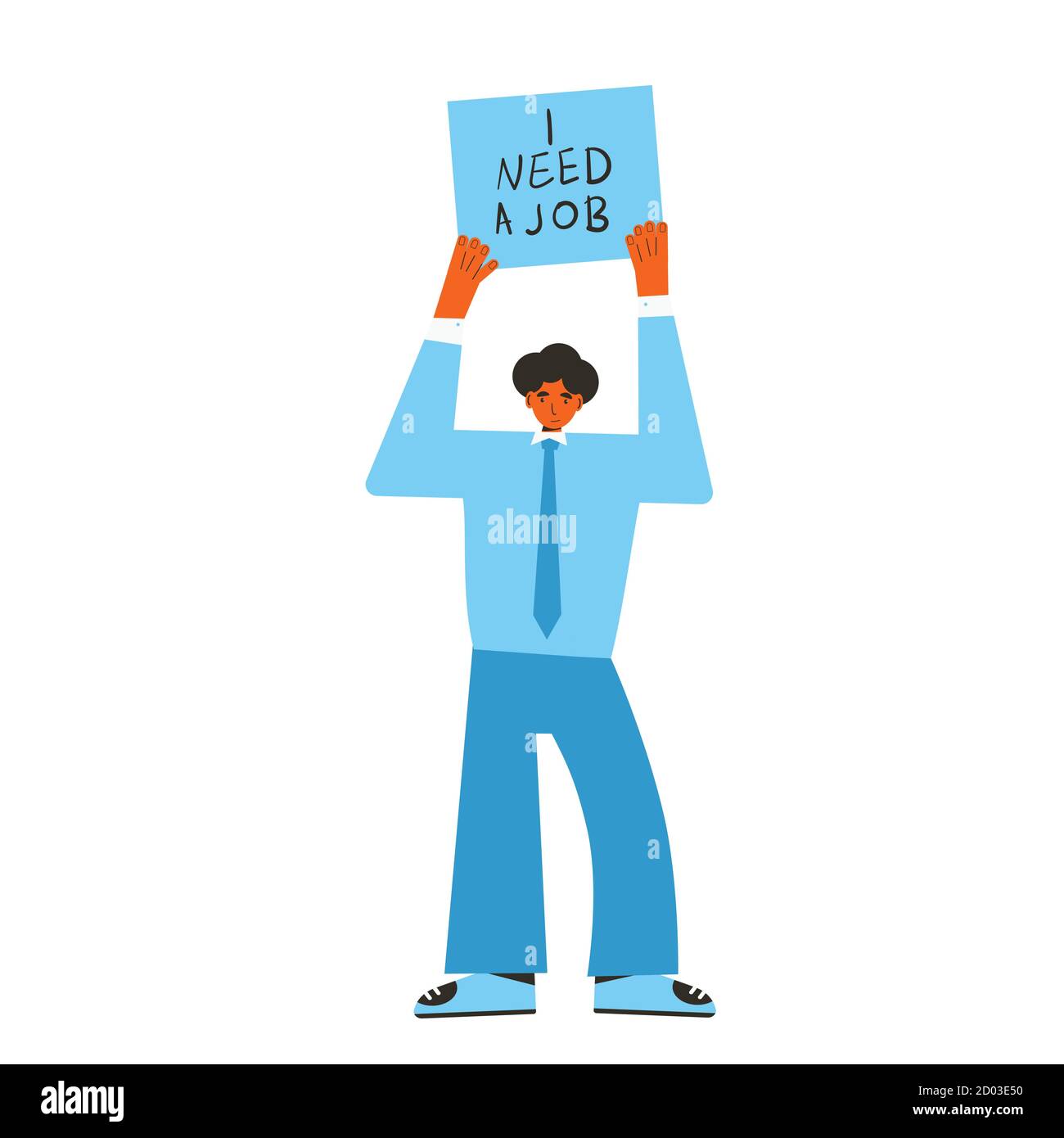 Man with banner I Need a job. Fired manager standing isolated on white ...