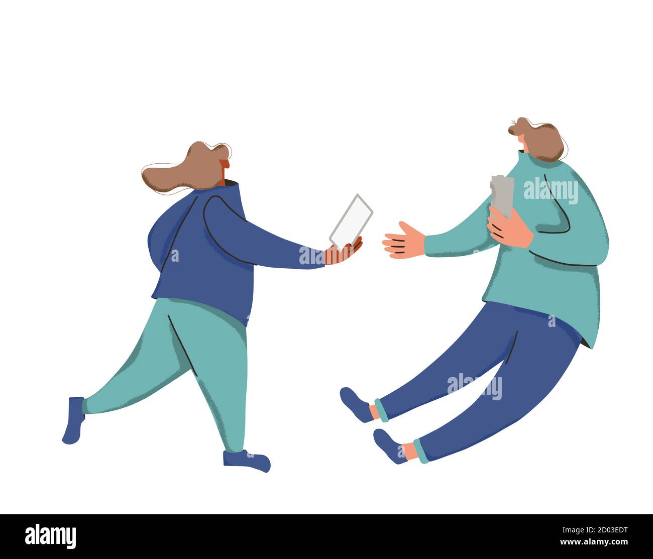 Two people sitting texting Stock Vector Images - Alamy