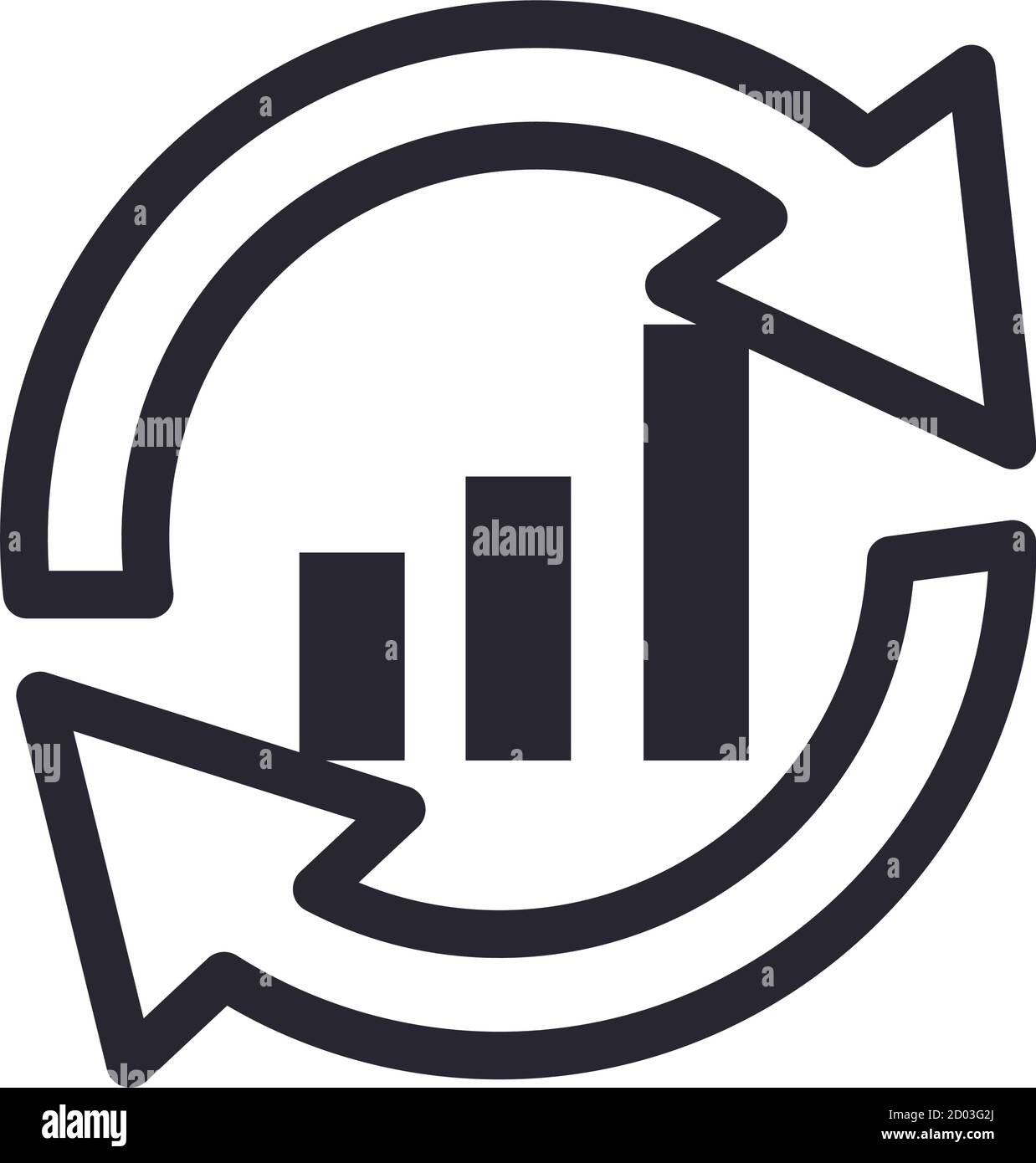 bars chart with repeat arrow line style icon design, Data analysis and information theme Vector ...