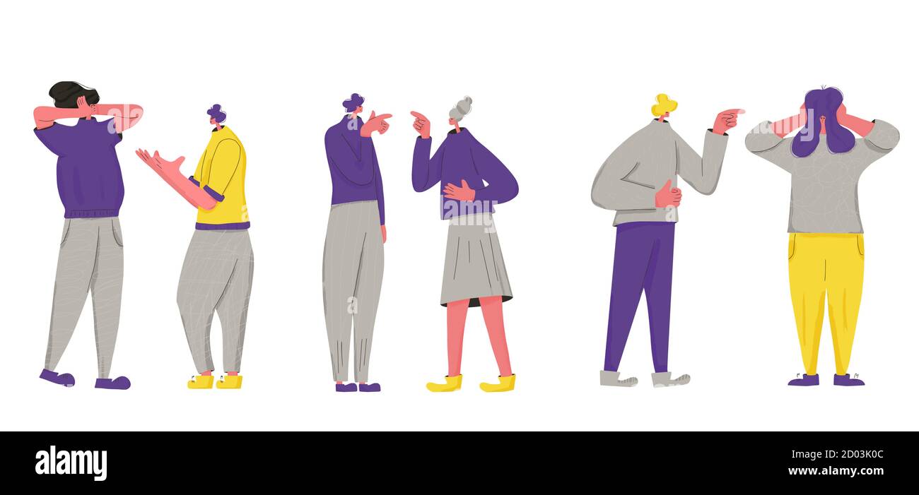 Conflict scenes set isolated on white background. Quarrel concept. Bad ...