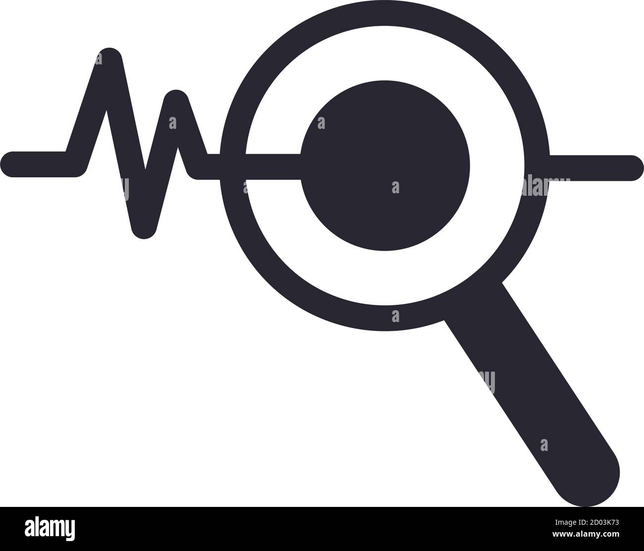 line chart on lupe line style icon design, Data analysis and information theme Vector ...