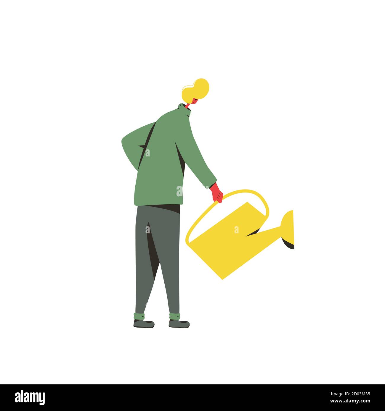 Man with watering can in his hand. Young man watering something ...