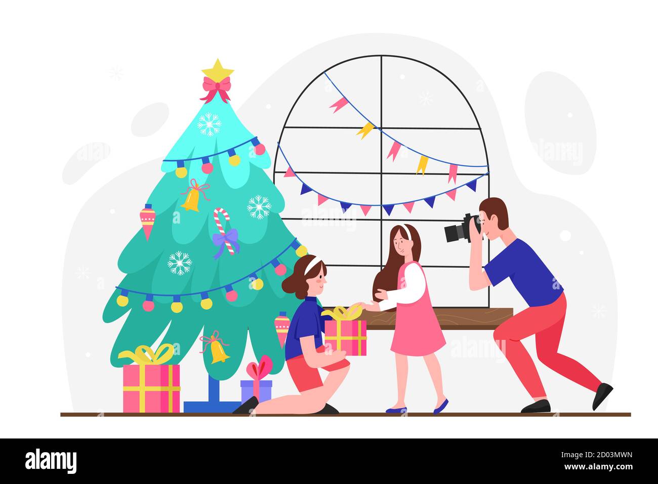 Happy father giving present daughter Stock Vector Images - Alamy
