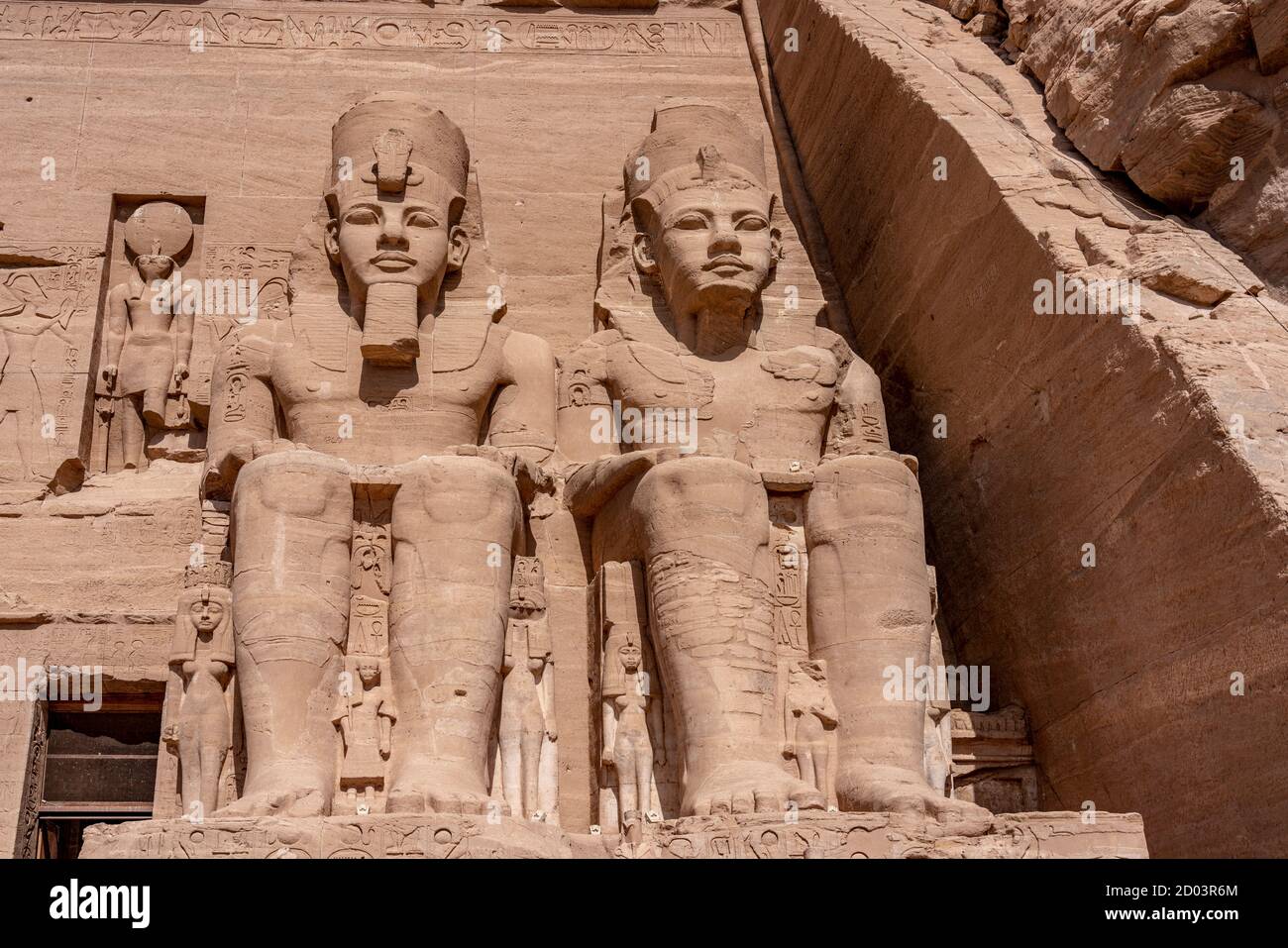 Giant Stone Statues at Temple of Kom Ombo near Luxor, Egypt Stock Photo ...