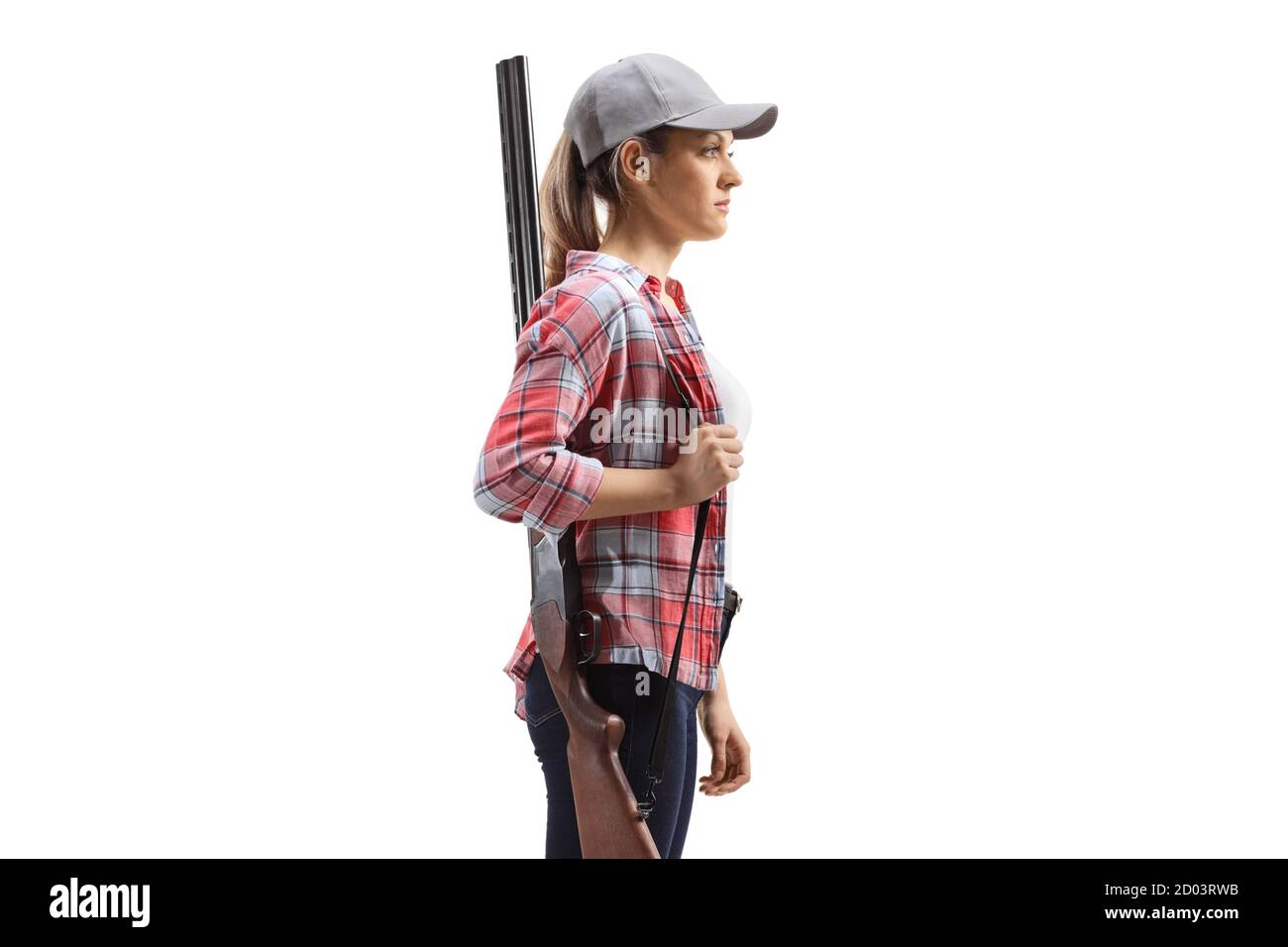 Young woman with hunting rifle hi-res stock photography and images - Alamy