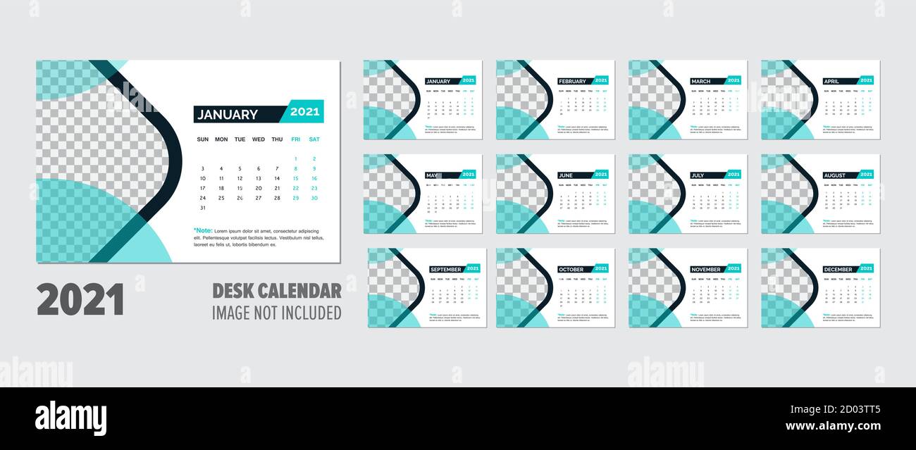 creative 2021 Desk Calendar design vector template Stock Vector Image ...