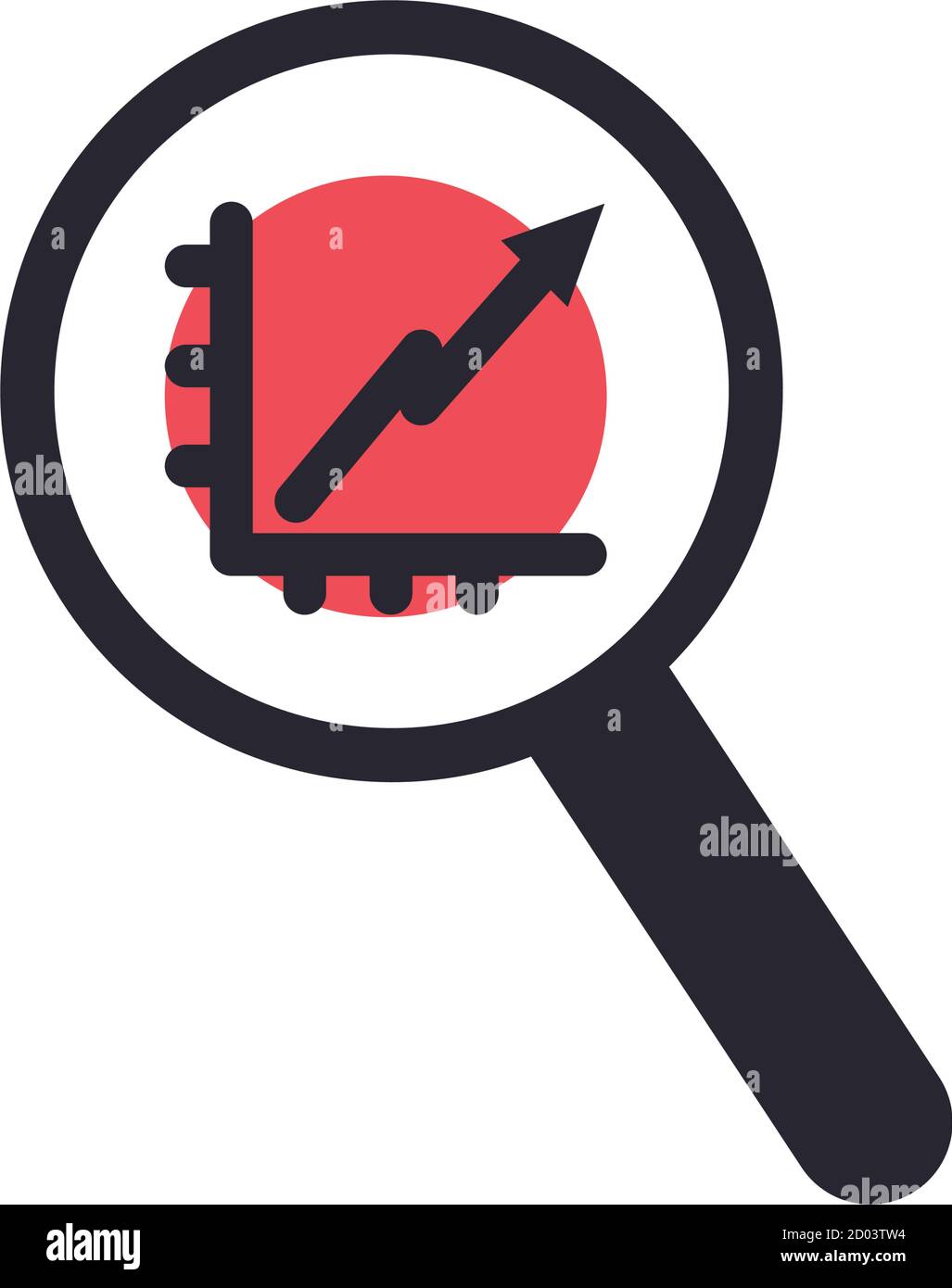 increase arrow chart in lupe line and fill style icon design, Data analysis and information ...