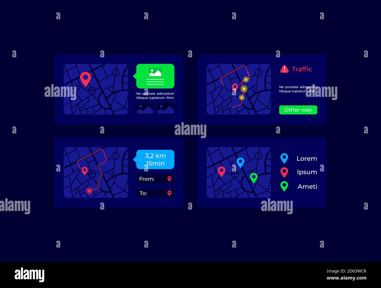 Routes on map UI elements kit Stock Vector Image & Art - Alamy