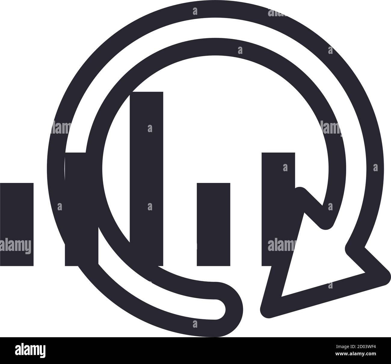 bars chart with repeat arrow line style icon design, Data analysis and information theme Vector ...