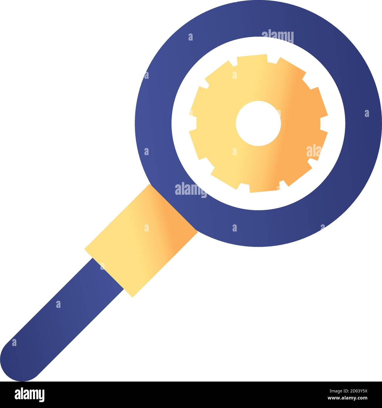 gear in lupe gradient style icon design, search tool and magnifying glass theme Vector ...