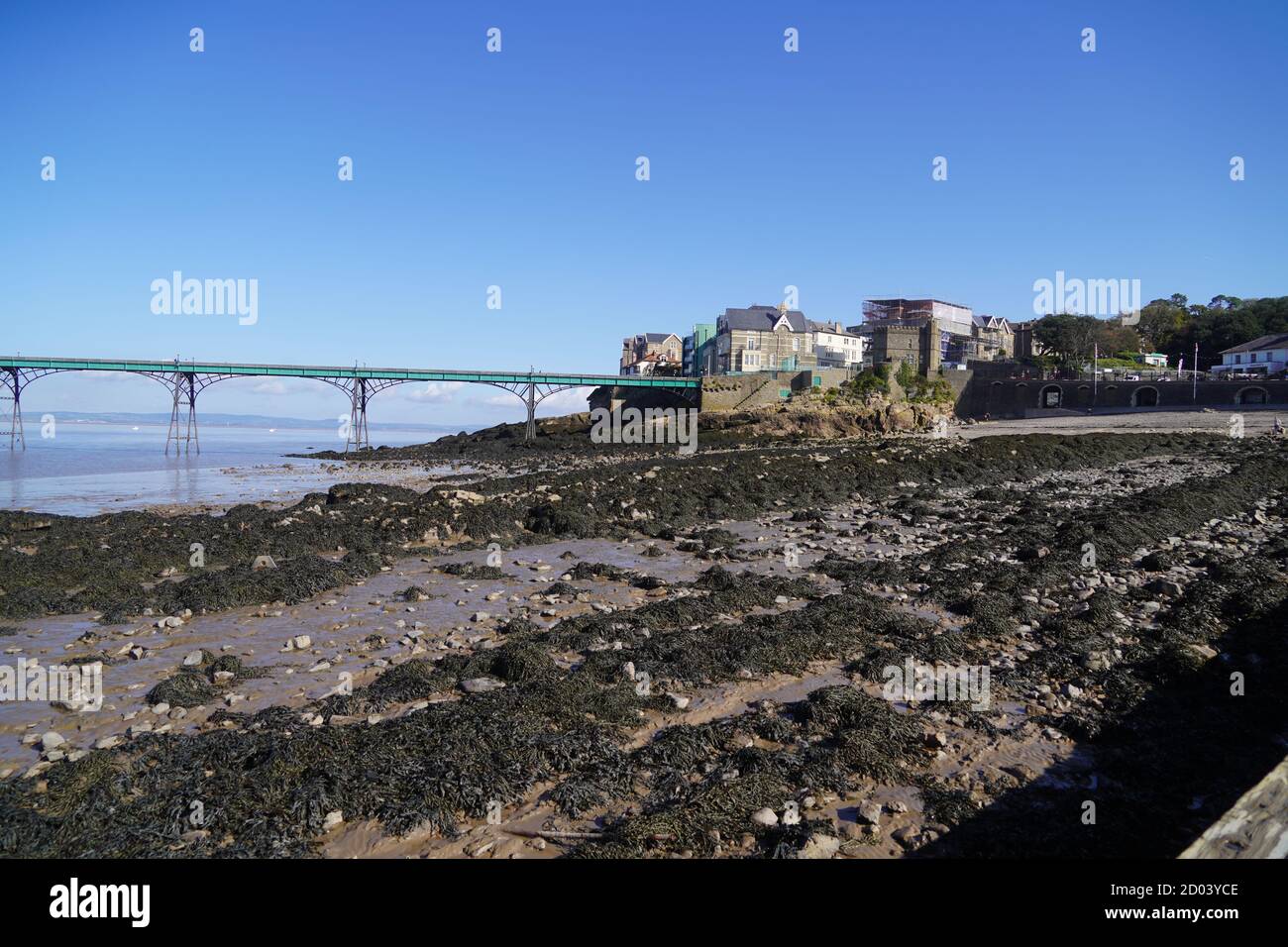 Panoramic photo of Clevedon Pier in somerset showing iron structure ...