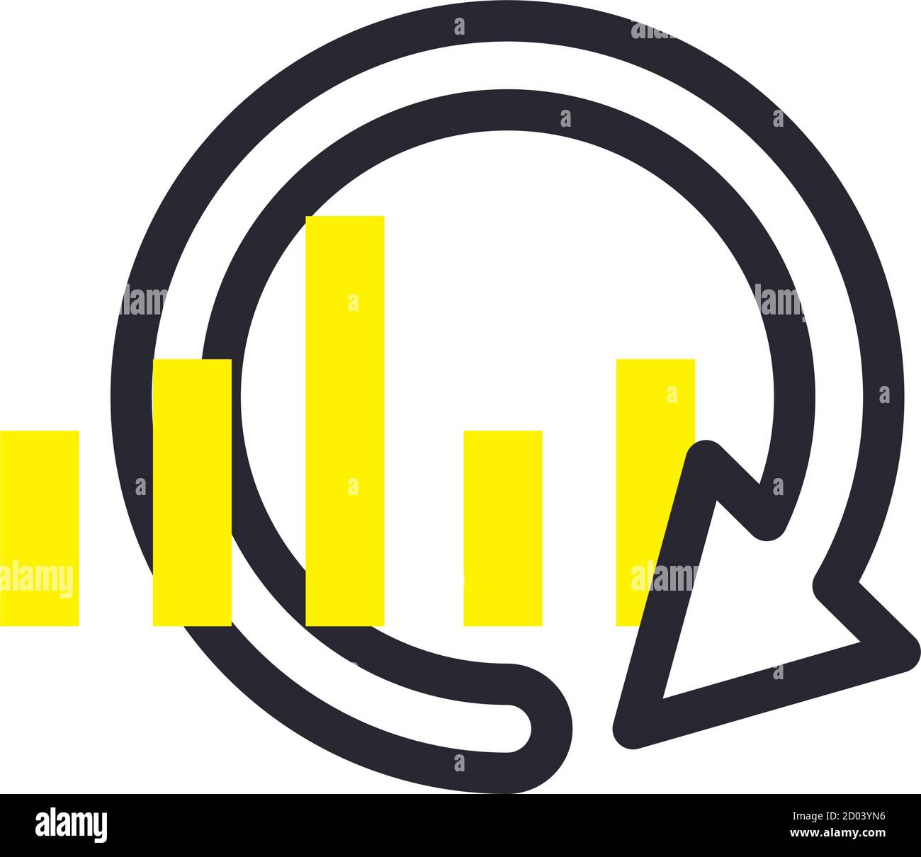 bars chart with repeat arrow line and fill style icon design, Data ...
