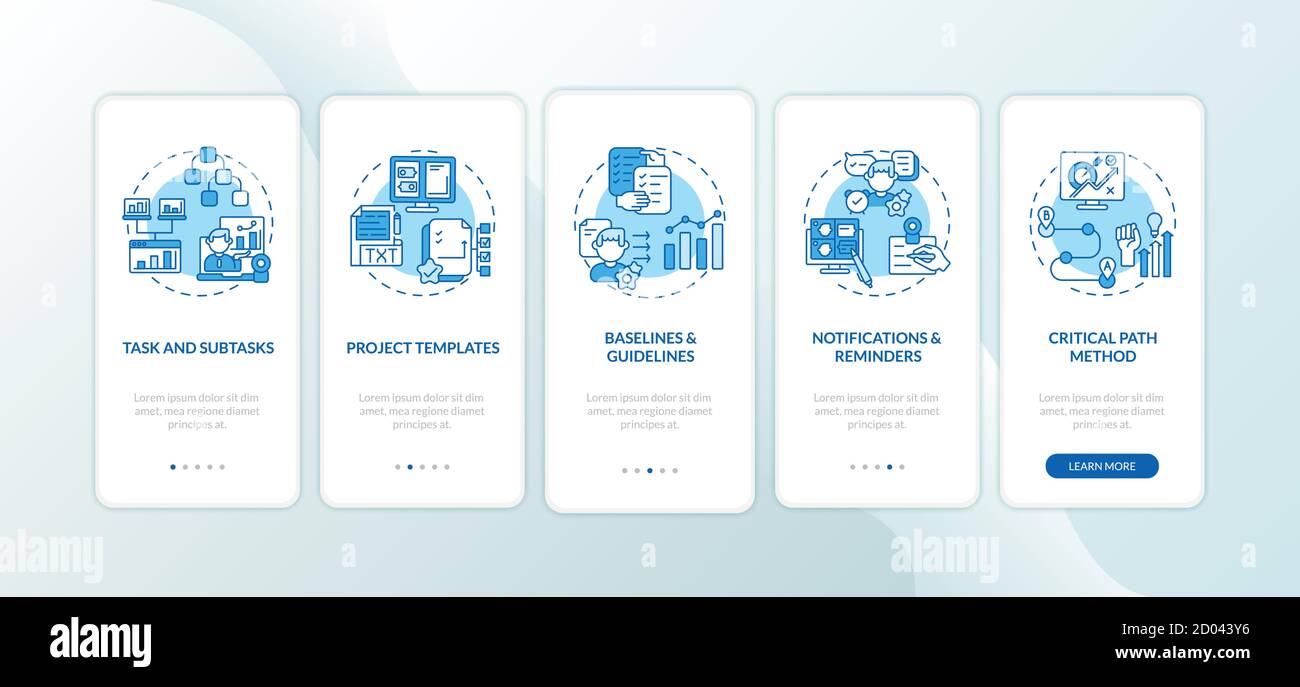 Remote job software structure onboarding mobile app page screen with concepts Stock Vector Image ...