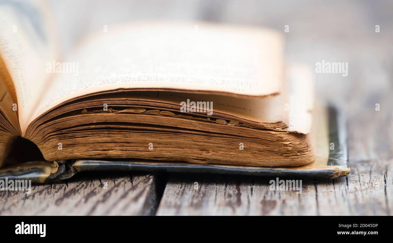 Old vintage opened holy bible book closeup. Faith, pray, religion ...