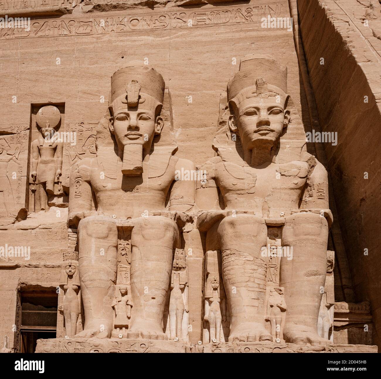 Giant Stone Statues at Temple of Kom Ombo near Luxor, Egypt Stock Photo ...