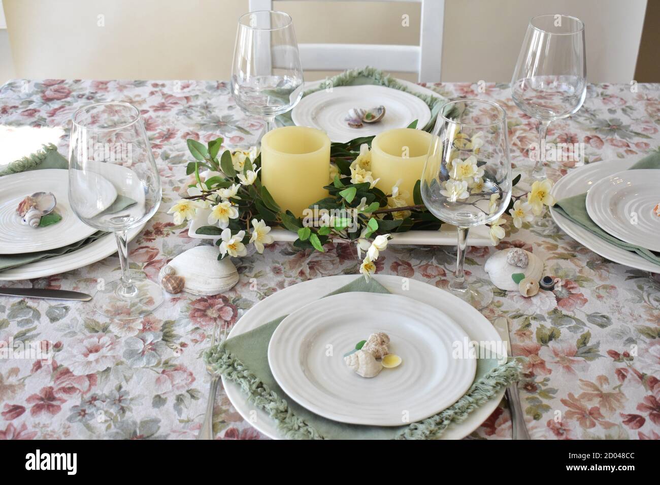 Spring Easter Season table decor with flowers and candles for family ...