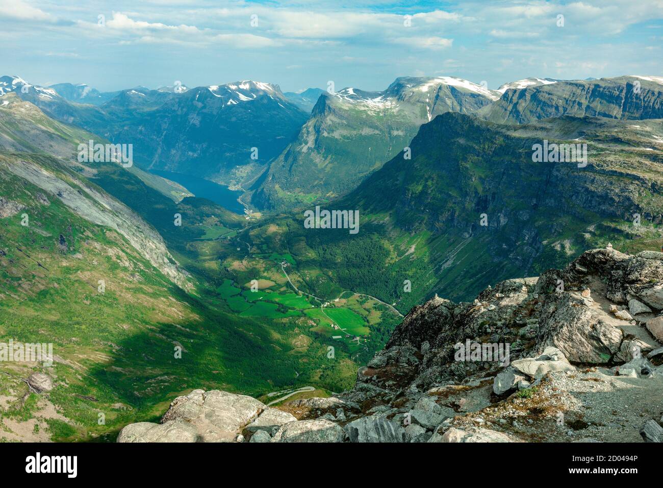 Panoramic view of Geirangerfjord and mountains landscape from the ...