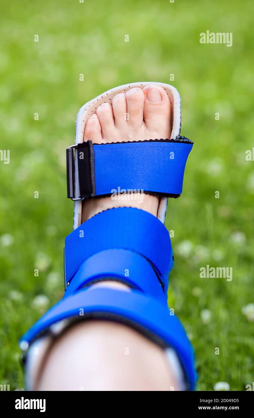 Foot ankle recovery, stabilizing with support brace after a sport ...