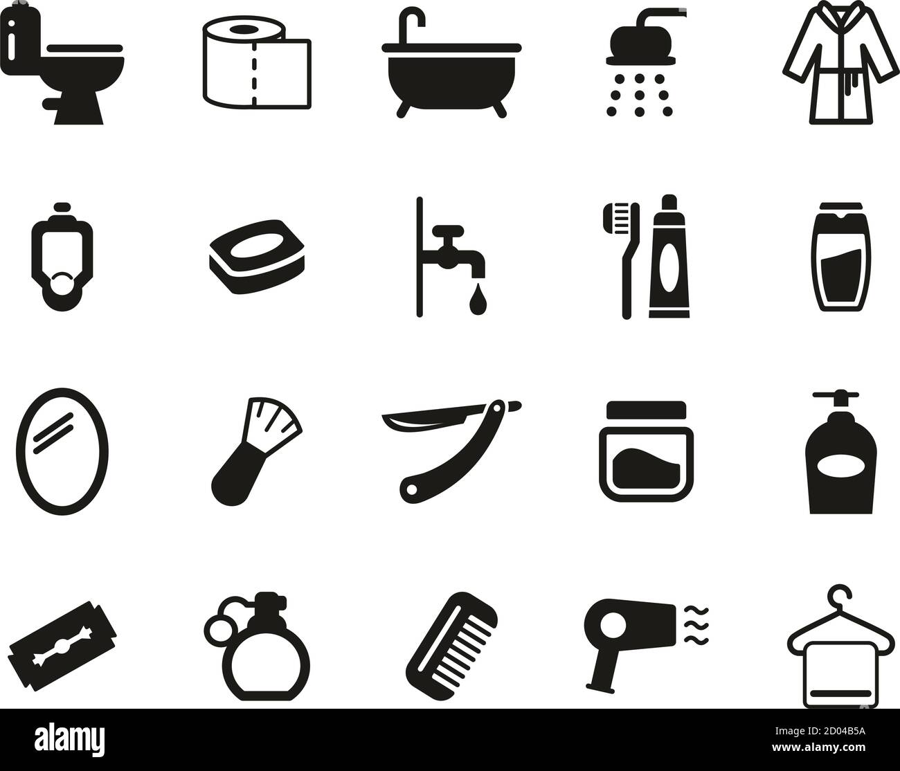 Bathroom Or Shower Icons Black & White Set Big Stock Vector Image & Art ...