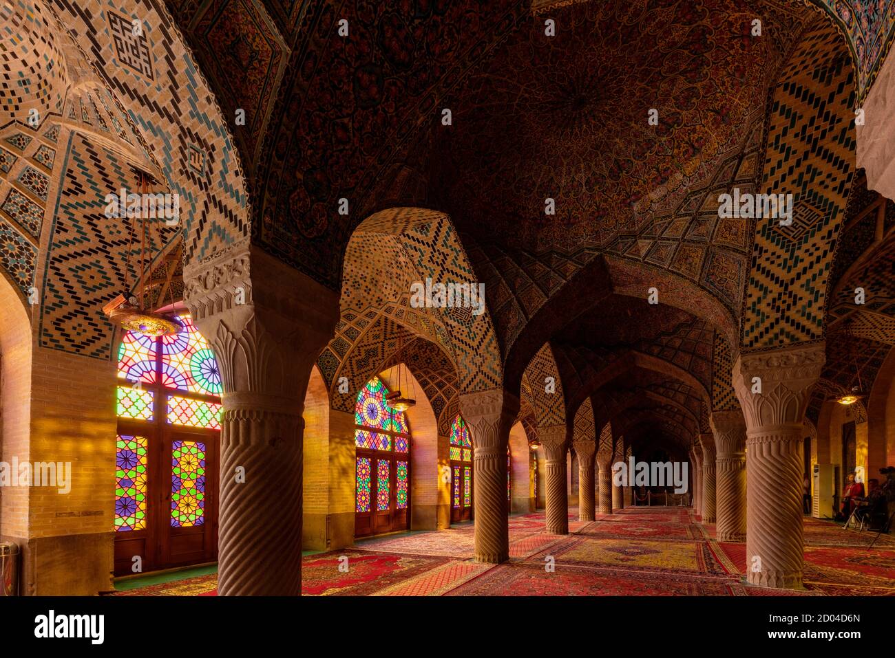 Windows of the Pink Mosque properly called Nasirolmolk Mosque in Shiraz ...
