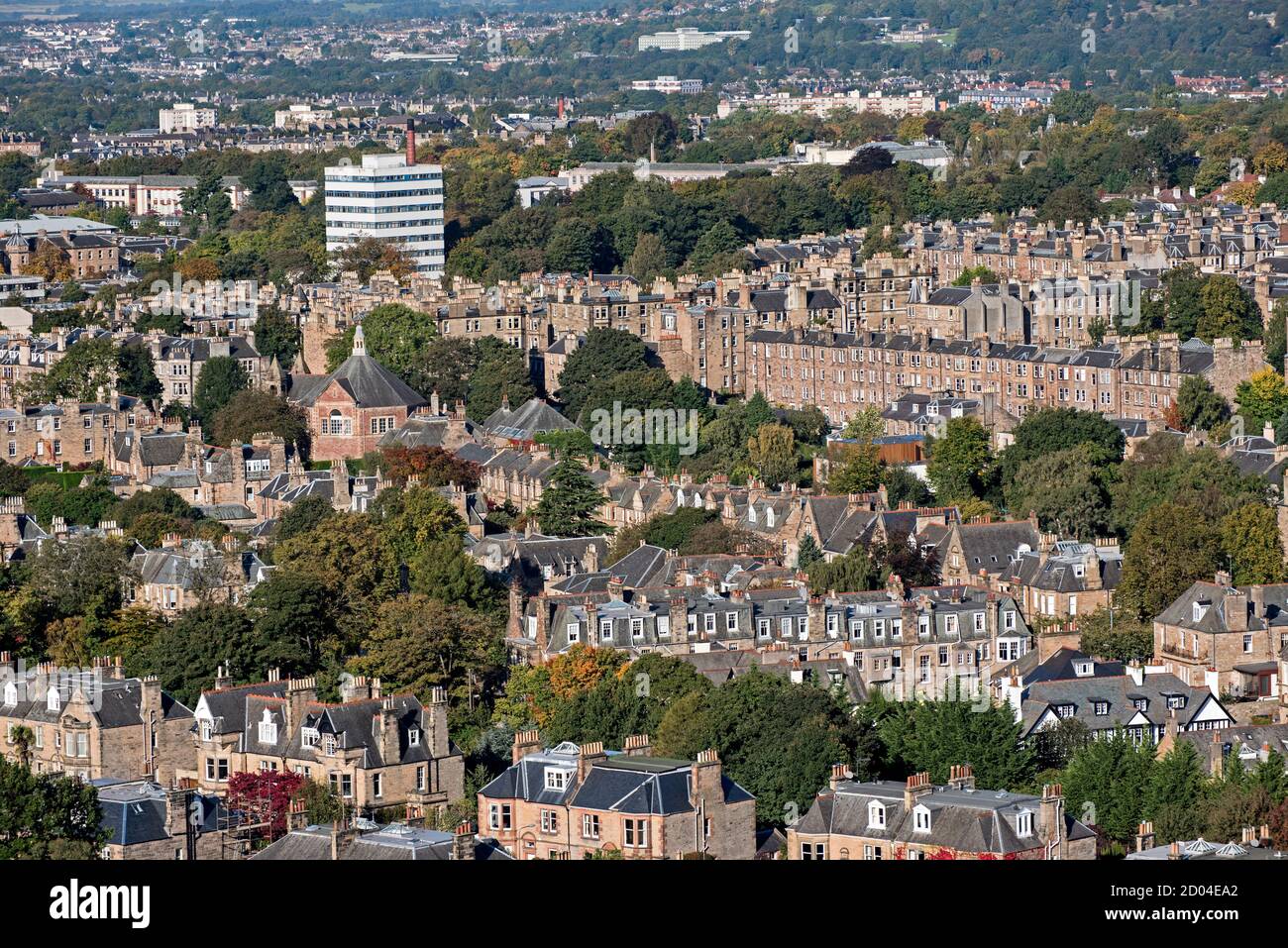 View of residential housing in South Edinburgh from Blackford Hill ...