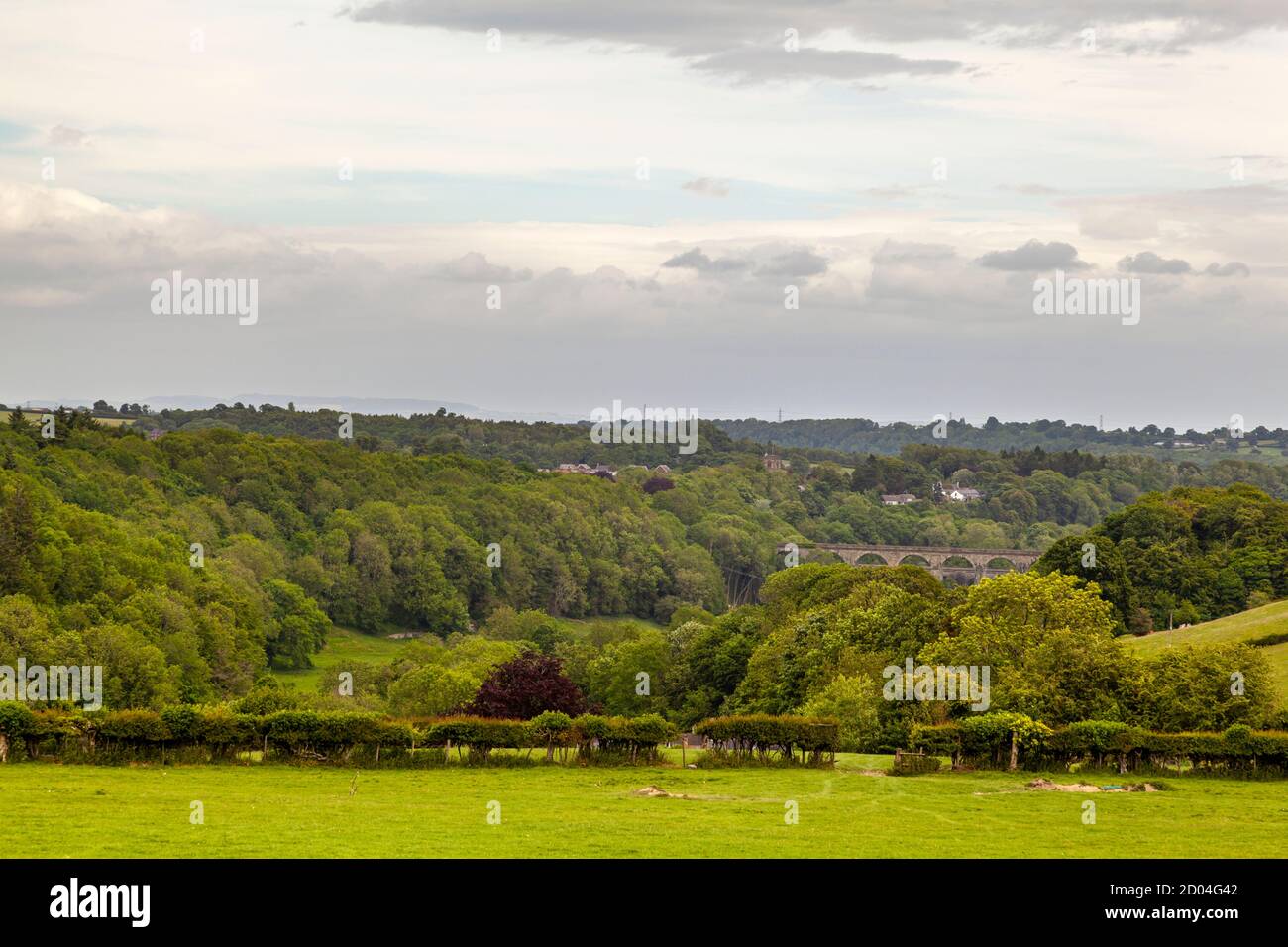 A view across the Ceiriog Valley from Bron Y Garth. A valley near the ...