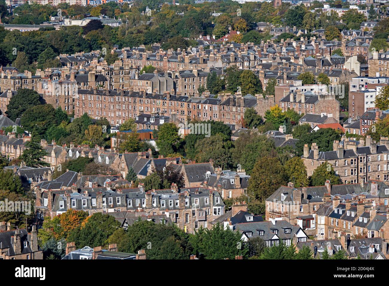 View of residential housing in South Edinburgh from Blackford Hill ...