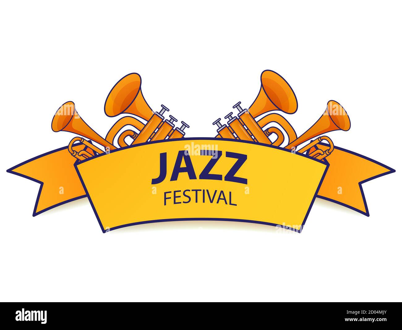 Music festival label. Acoustic instruments trumpet.Vector flat ...