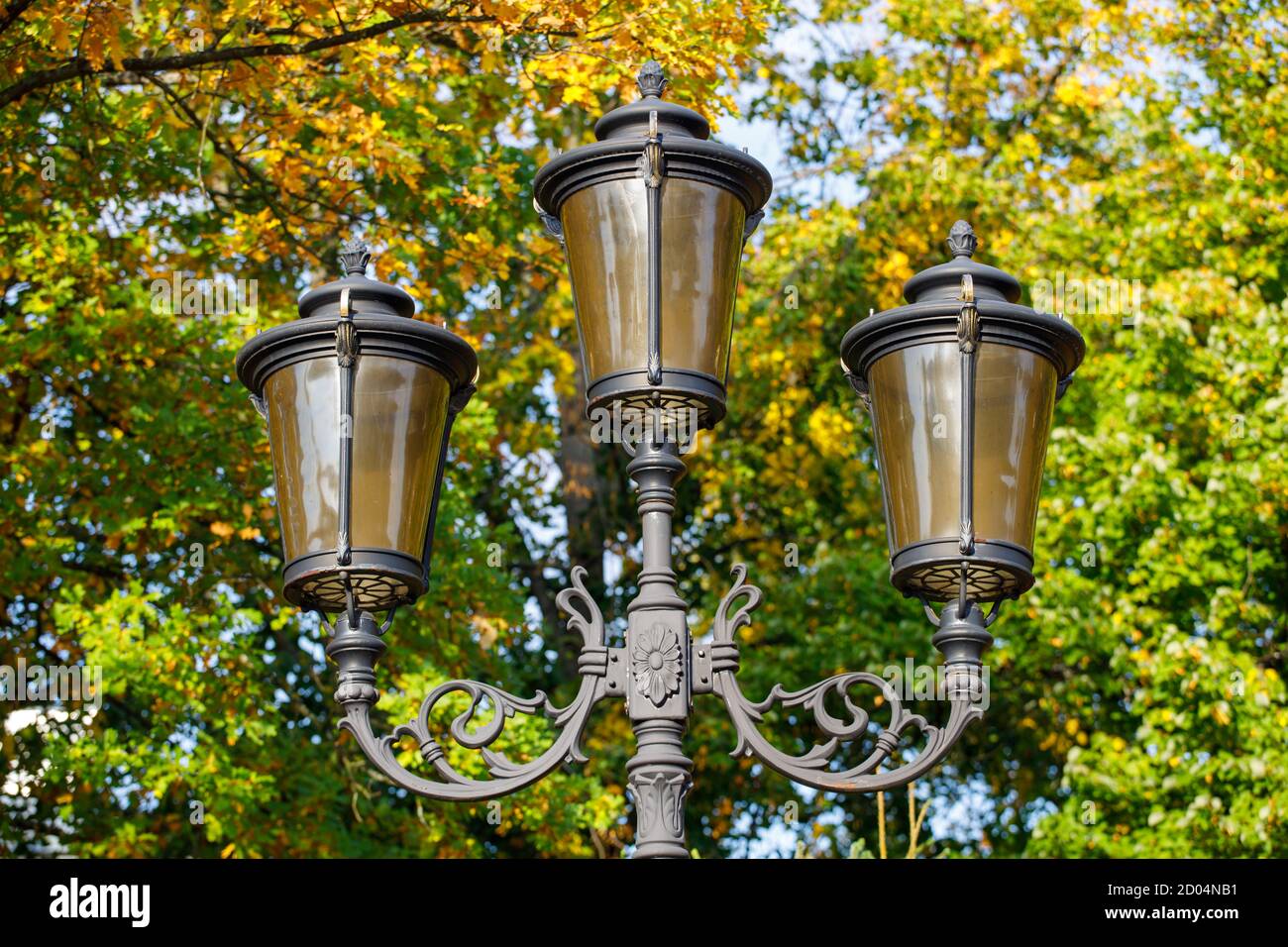 beautiful street lamp on a background of autumn leaves Stock Photo - Alamy
