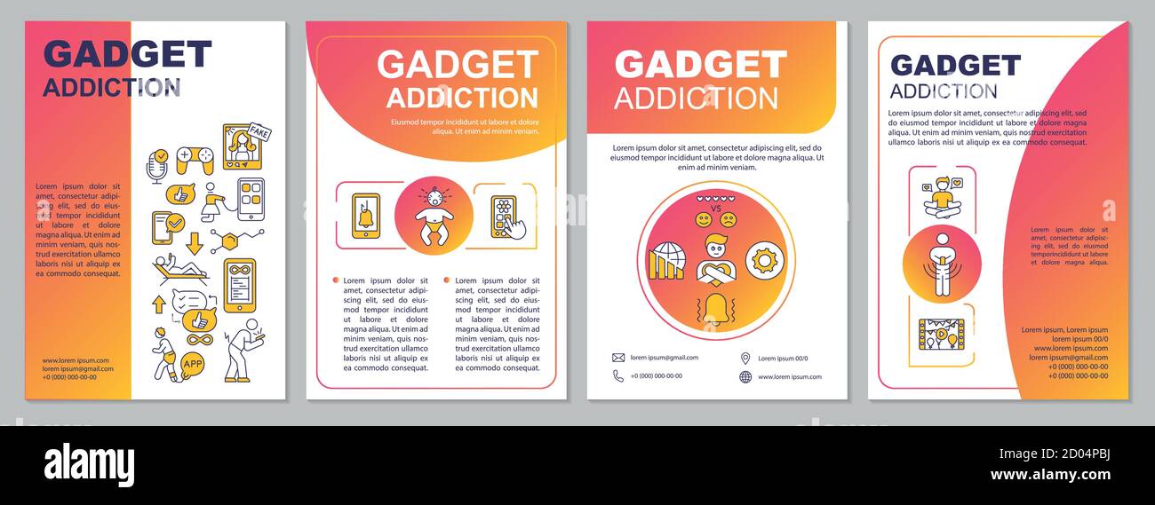 Gadget addiction brochure template Stock Vector Image & Art - Alamy