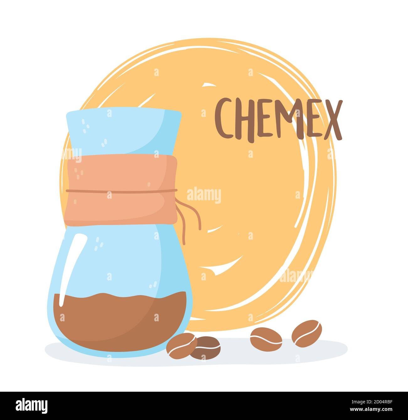 coffee brewing methods, chemex coffee with a grains vector illustration ...
