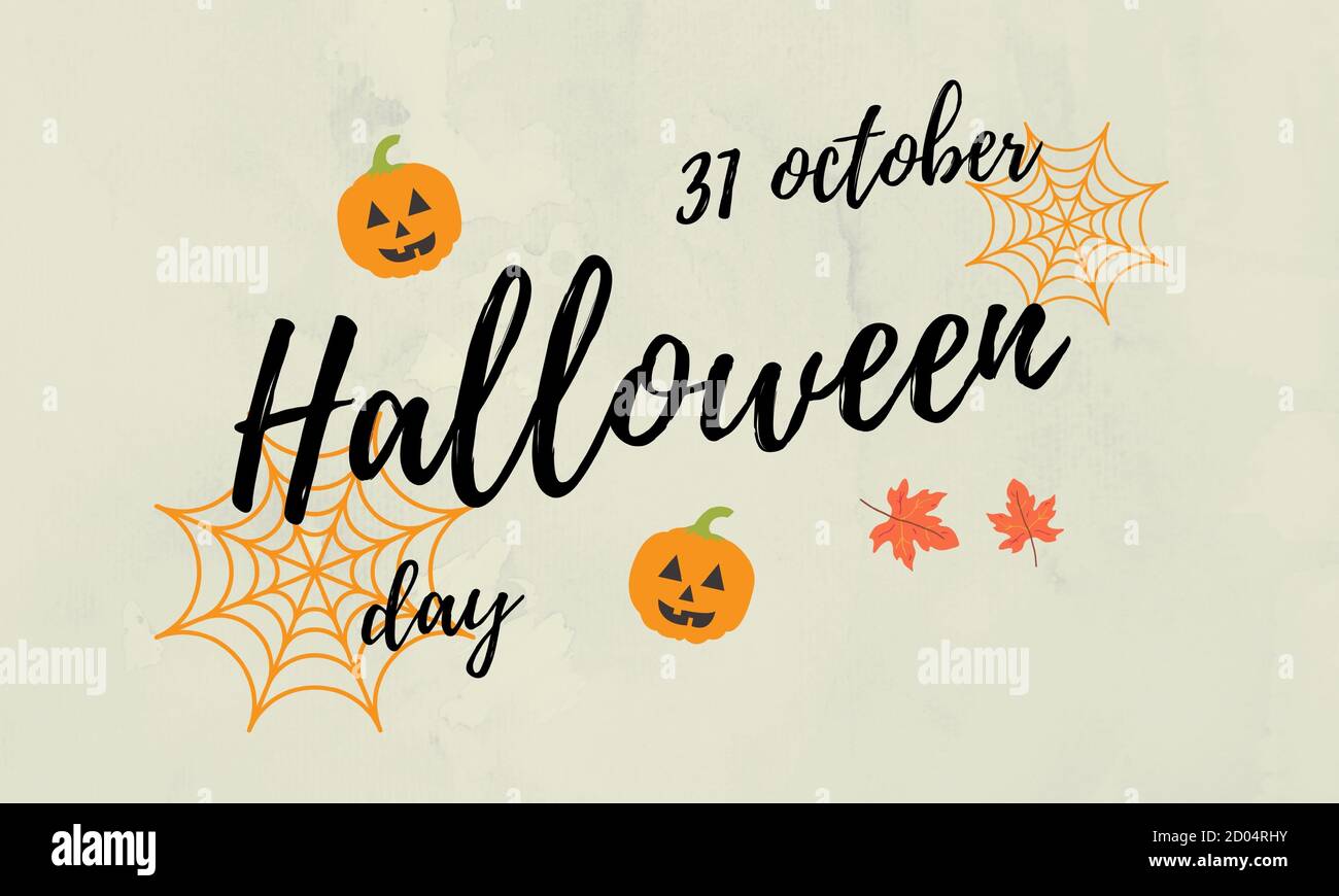 Sketched lettering 31 october Halloween day on gray background ...