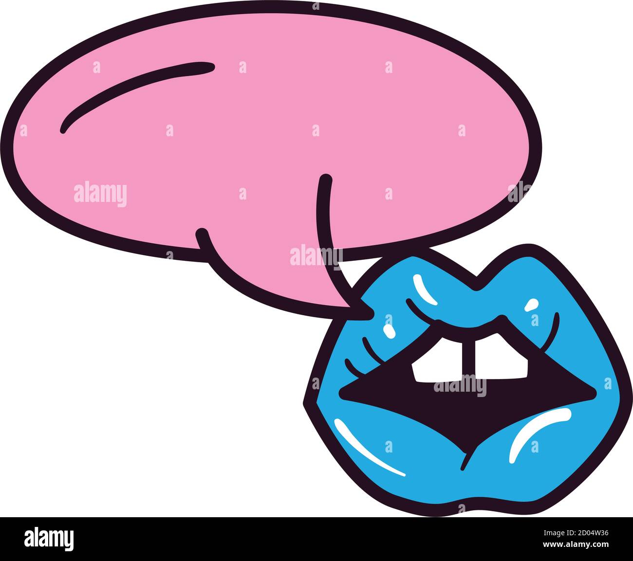 Pop Art Female Mouth With Bubble Line And Fill Style Icon Design Of