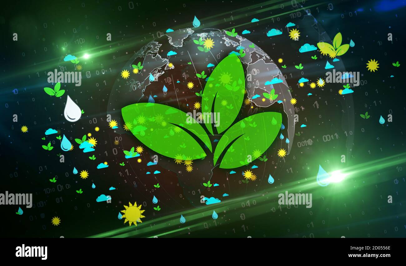 Environment and ecology symbols 3d illustration. Abstract concept ...