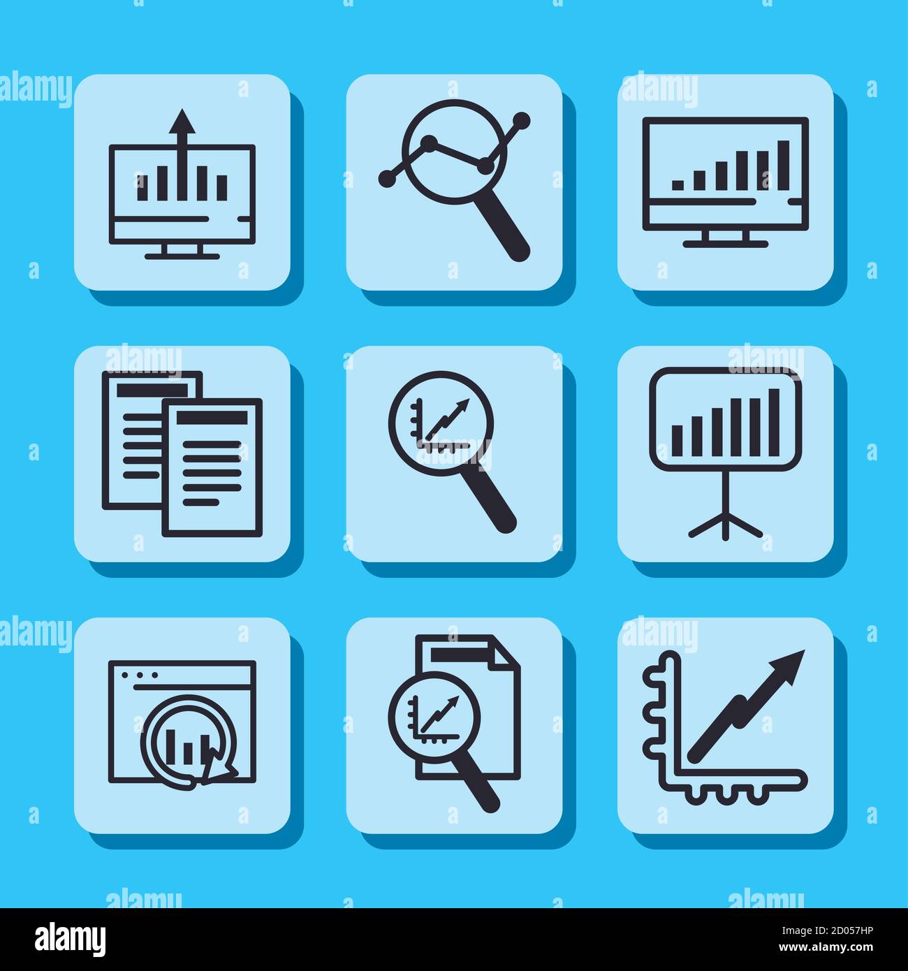 Data analysis line style symbols set design, and information theme ...