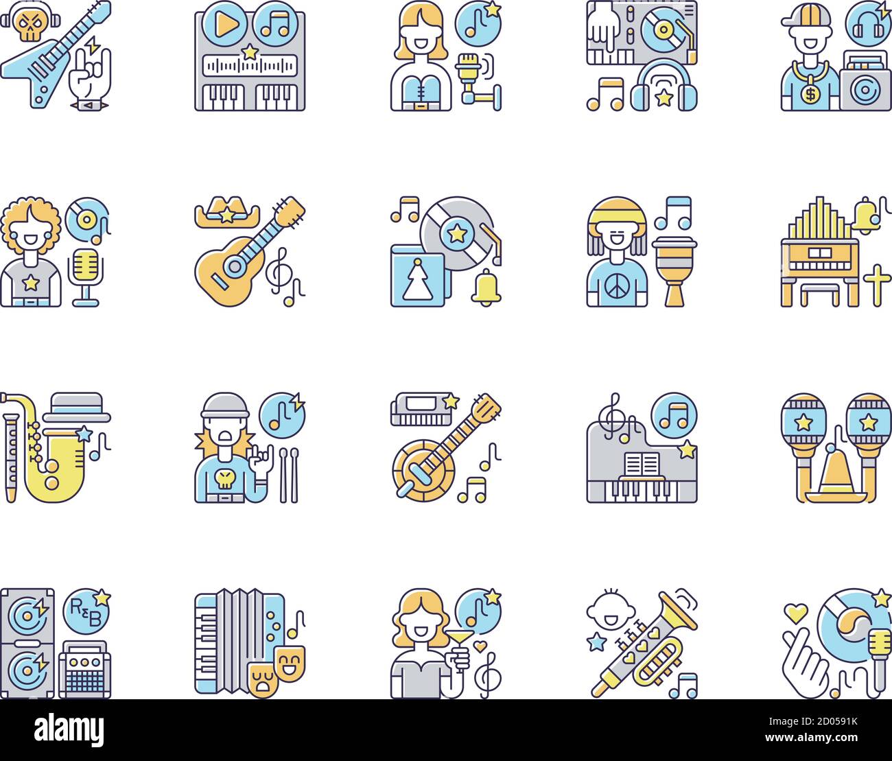 Musical genres RGB color icons set Stock Vector Image & Art - Alamy