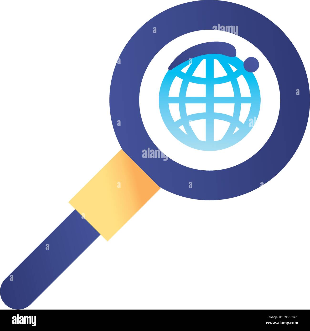 global sphere in lupe gradient style icon design, search tool and magnifying glass theme Vector ...