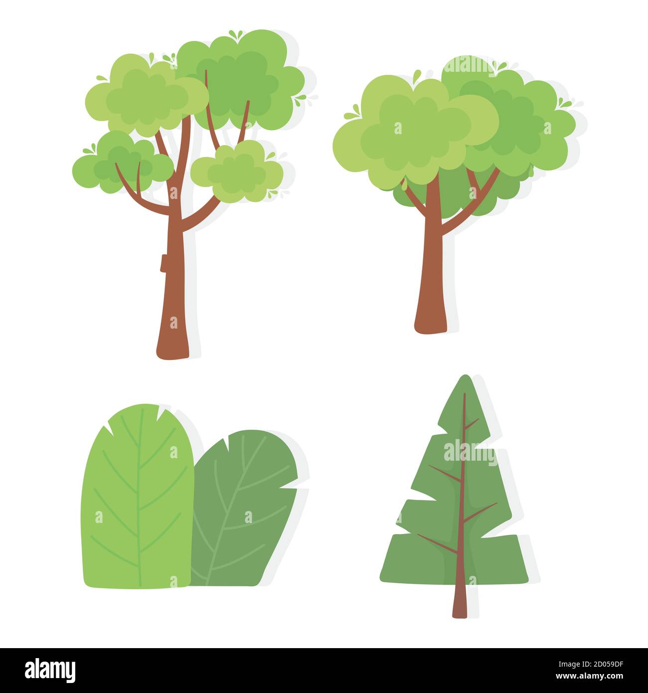 set of different trees vegetation nature landscape isolated icons ...