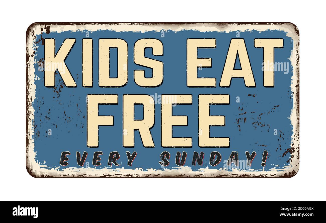 Kids eat free poster Stock Vector Images - Alamy
